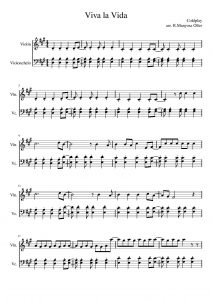 Coldplay Viva La Vida sheet music for violin and cello duo – Free Sheet ...