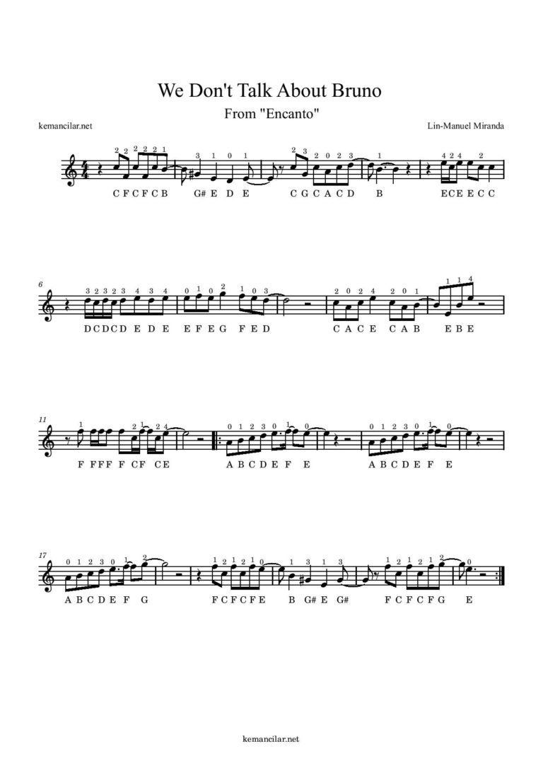 We Don’t Talk About Bruno Violin Sheet Music – Free Sheet Music